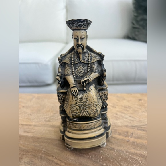 Accents | 194s Carved Chinese Emperor Statue Figurine In Imperial ...